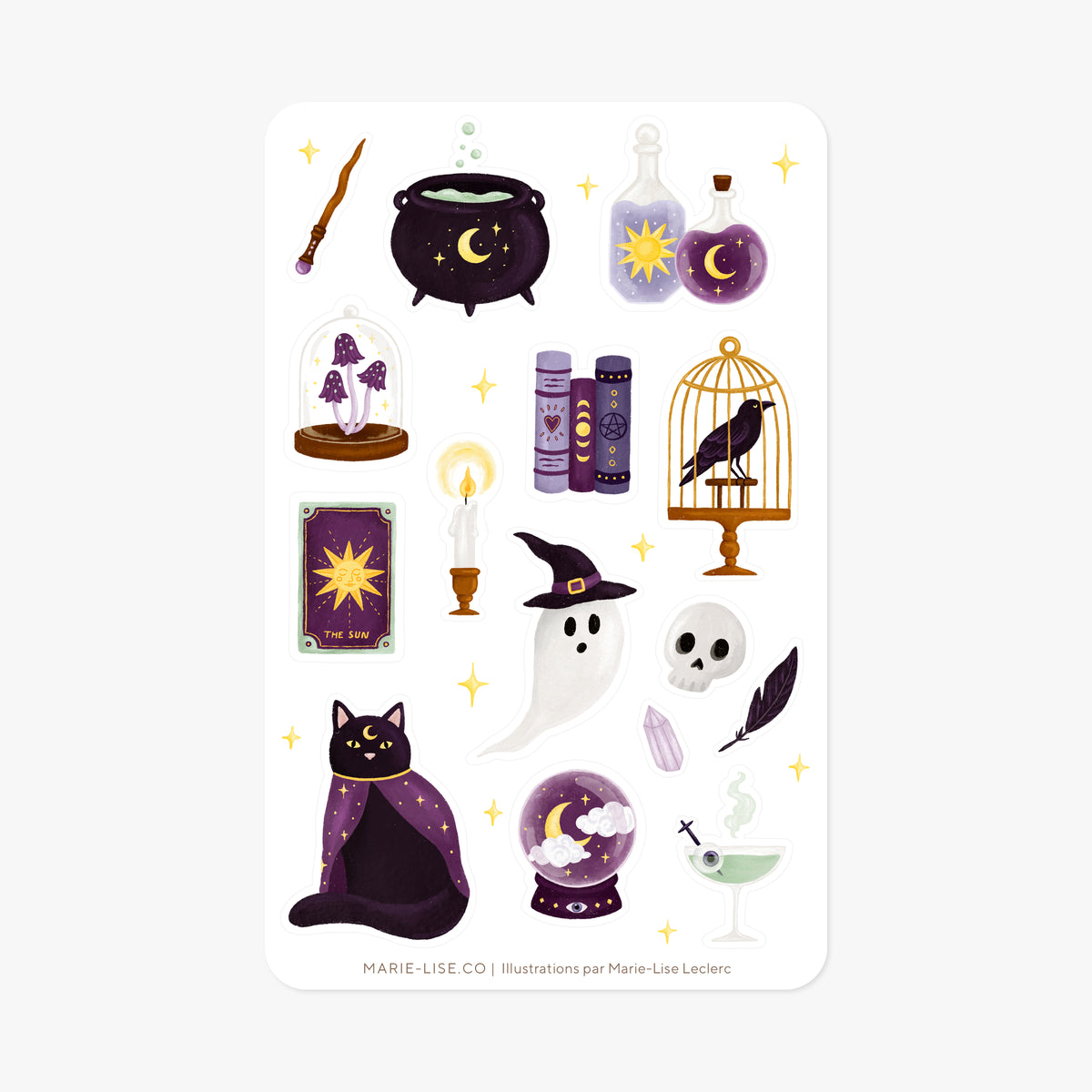 Feuille d'autocollants - Spooky – Marie-Lise Illustration